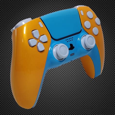 Metallic Orange And Sky Blue Edition Ps5 Custom Dualsense Controller Primzstar Modz