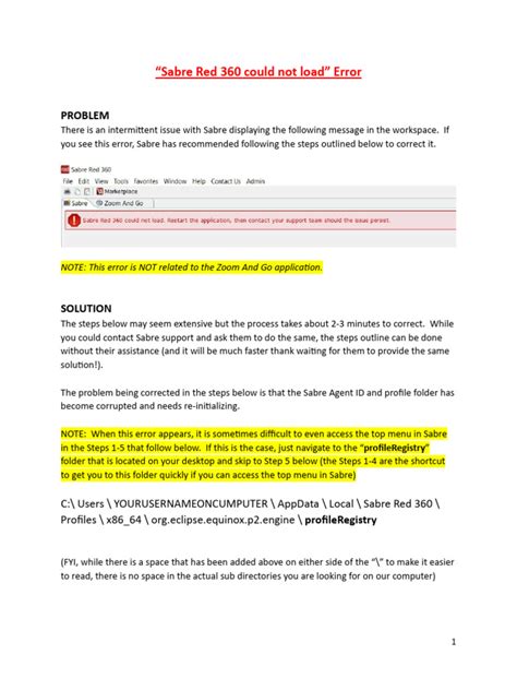 Sabre Error Loading Fix 2024 06 15 Pdf Graphical User Interfaces