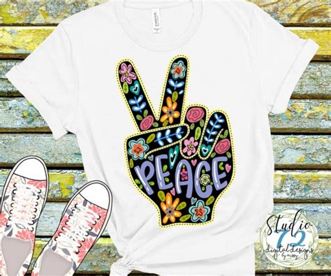 Hand Drawn Colorful Peace Fingers Png And Svg Digital Etsy