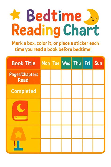 Bedtime Reading Chart Worksheet Download And Print Now