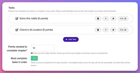 Using Playtours Chapter Task Point System Playtours