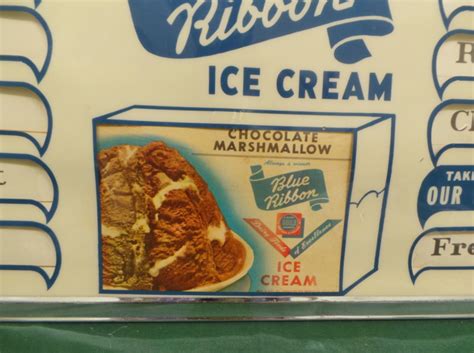 Blue Ribbon Ice Cream Flavor Menu Board Metal Frame Discover