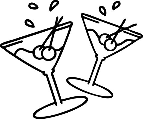 Line Doodle Of Martinin Glasses Clinking Together 12550063 Vector Art