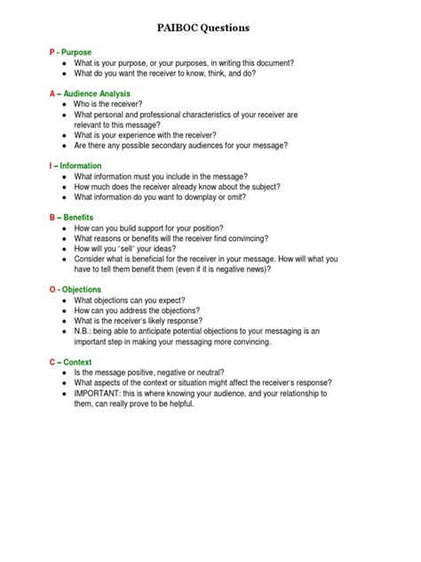 Paiboc Framework For Effective Communication Pdf Career And Growth