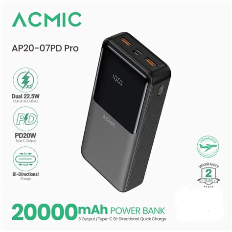 Acmic Ap20 07pd Pro Powerbank 20000mah Fast Charging Power Bank Pd20w