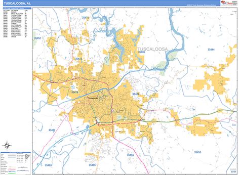 Tuscaloosa Alabama Wall Map Basic Style By Marketmaps Mapsales