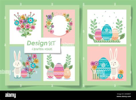 Happy Easter Frames Set Vector Design Stock Vector Image And Art Alamy