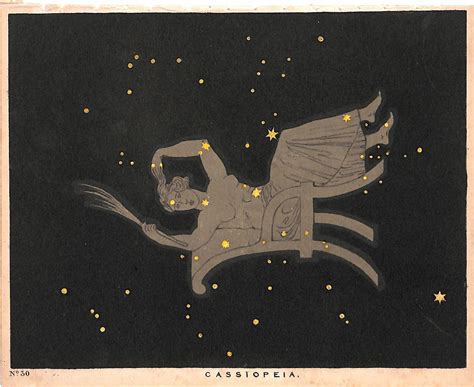 Cassiopeia Astronomy Constellations Antique Print 1845 Blunt Matted