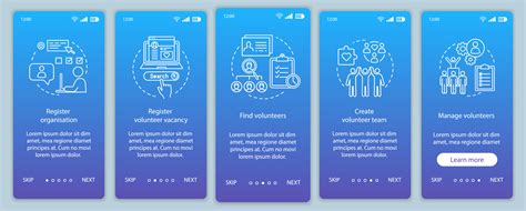 Volunteering Onboarding Mobile App Page Screen Vector Template