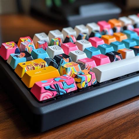 A Keyboard With Customizable Keycaps Showing A Mix Of Colors And