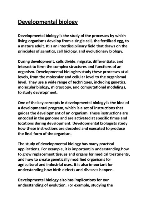 Developmental Biology Developmental Biology Developmental Biology Is