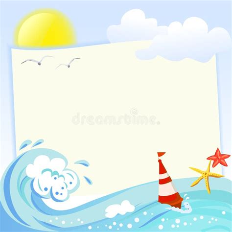 Sea Frame With Elements Of The Sea Stock Vector Illustration Of Frame