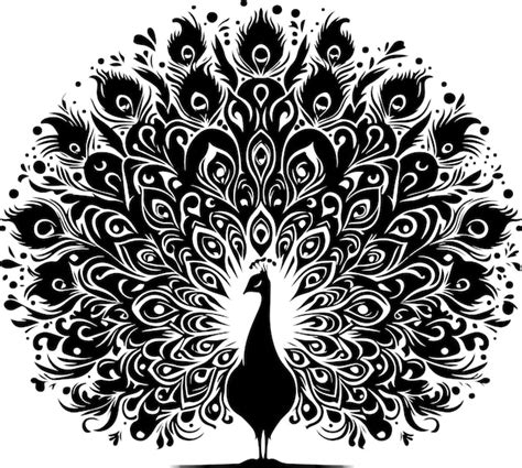 Peacock Silhouette Vector Black Color Silhouette Solid White Background