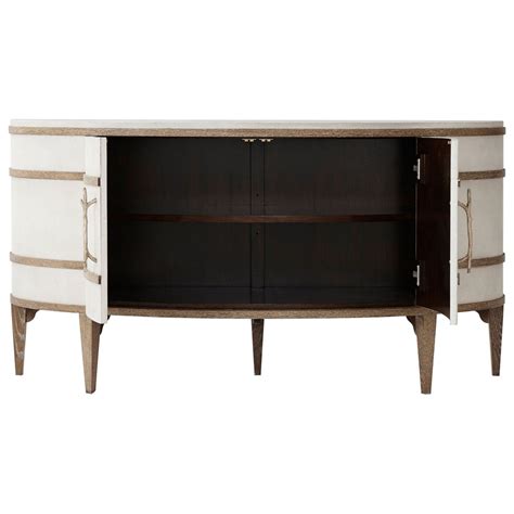 Theodore Alexander Corallo 6134 006chc Brandon Curve Ii Bowfront Cabinet With Embossed Leather