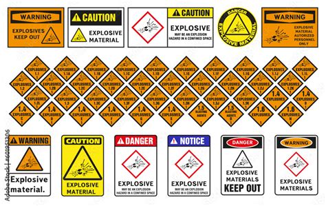 Explosives Warning Sign Warning Symbol Class 1 Warning Label Stock
