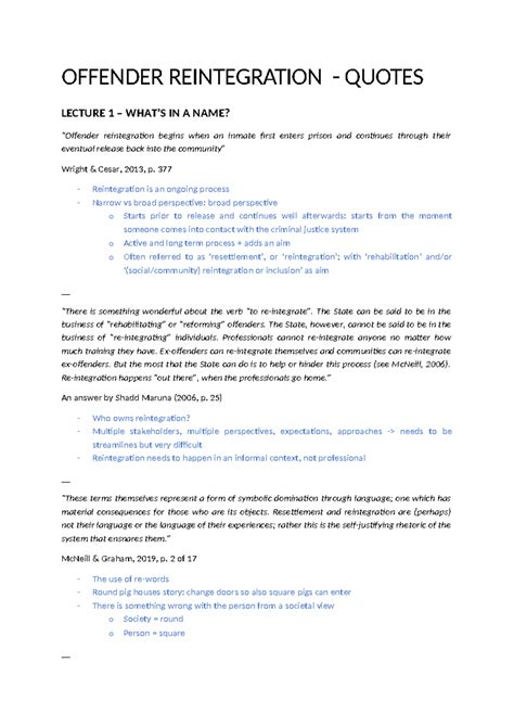 Offender Reintegration Quotes And Context Offender Reintegration
