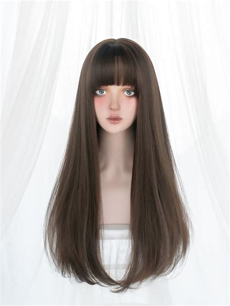 Long Straight Synthetic Wig With Bangs Wigs Hairstyles With Bangs