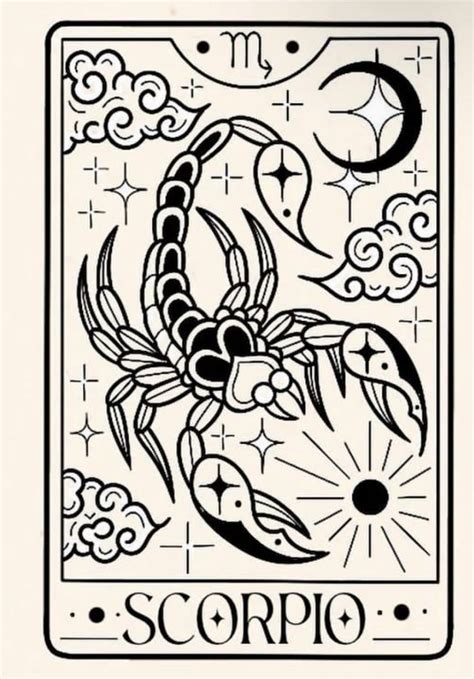 Astrology Themed Tattoo Art Black And White Scorpio Tattoo Scorpio