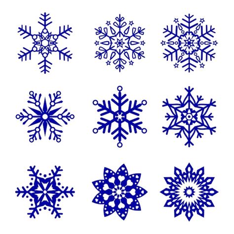 Premium Vector Set Unique Snowflakes Winter Geometric Pattern Ice Snow Split Vector Cutting