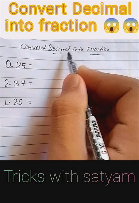 Convert Decimal Into Fraction 😱😱 Maths Viralshorts Ytshort Shortvideo Vedic Trick Youtube