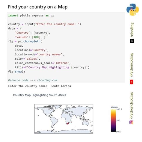 Python Coding On Instagram Find Your Country On A Map Using Python