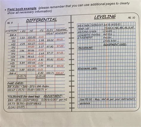 Solved Field Book Example Please Remember That You Can