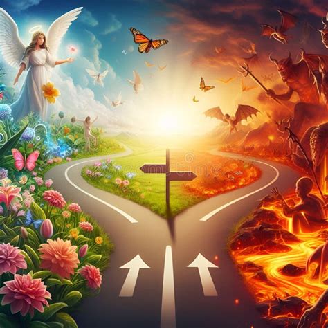 Heaven Or Hell Forks In The Road Generative Ai Stock Illustration