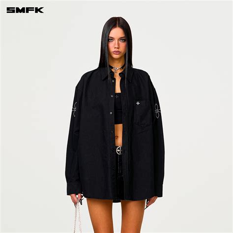 Compass Designer Oversize Shirt In Black Smfk Official