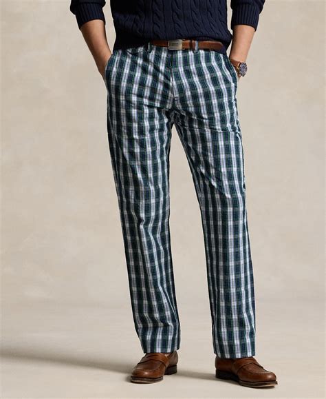 Polo Ralph Lauren Mens Classic Fit Casual Pants 32 30 Blue Plaid