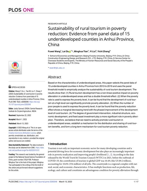 Pdf Sustainability Of Rural Tourism In Poverty Reduction Evidence