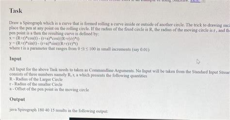 Solved Draw A Spirograph Which Is A Curve That Is Formed Solved Draw A Spirograph Which Is A Curve That Is Formed