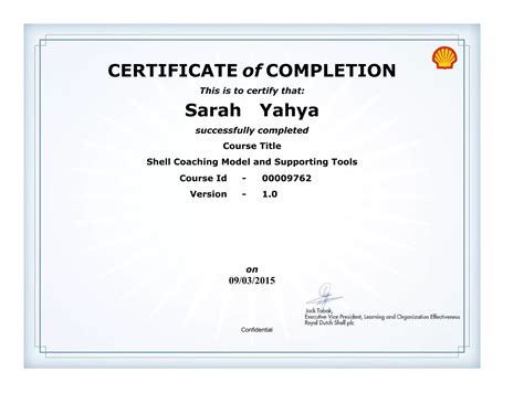 Shell Coaching Model Certificate Pdf