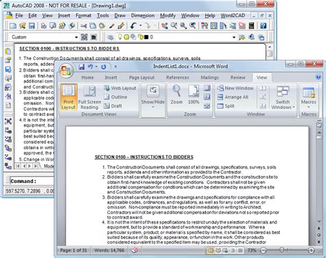 Dotsoft Word2cad Autocad Bricscad And Intellicad Word Importexport