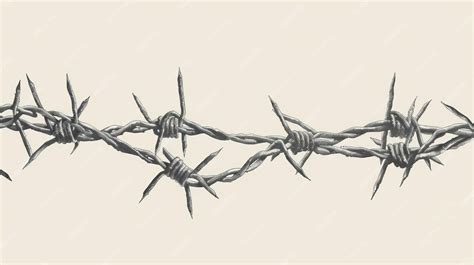 A Drawing Of A Barbed Wire Fence With A Line Of Barbed Wire Premium Ai Generated Image