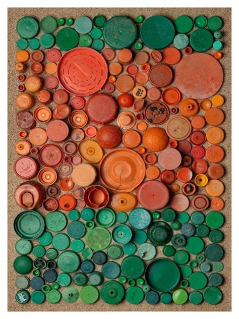 Satisfying Collections Of Round Things Colorful Bottle Cap Mosaic