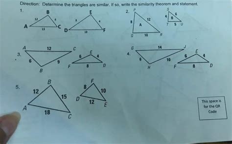 Solved Direction Determine The Triangles Are Similar If So Write