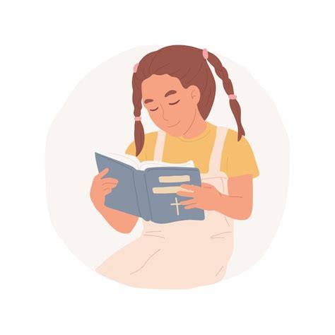 성경 격리 만화 벡터 일러스트 읽기 프리미엄 벡터