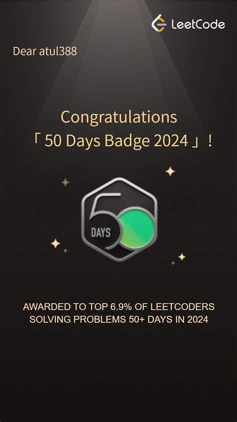 Earned Leetcode 50 Days Badge For Software Development Atul Singh Posted On The Topic Linkedin