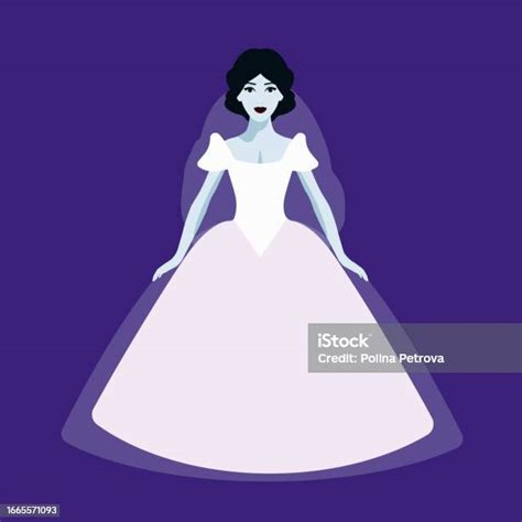 Dead Bride Ghost Bride On A Purple Background Stock Illustration