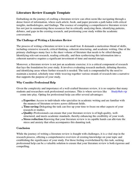 Literature Review Example Template Pdf Essays Literature Review