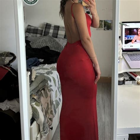 Stunning Red Backless Maxi Dress In Perfect Depop