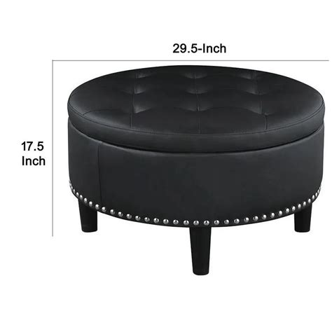 Round Black Storage Ottoman