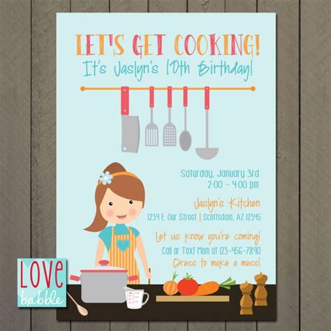Cooking Class Invite Etsy