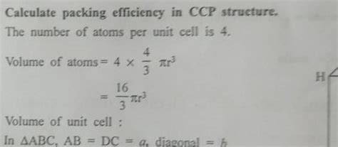 Calculate Packing Efficiency In Ccp Structure The Number Of Atoms Per Un