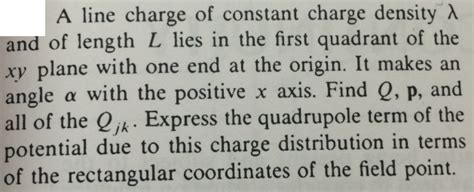 Solved A Line Charge Of Constant Charge Density Lambda And
