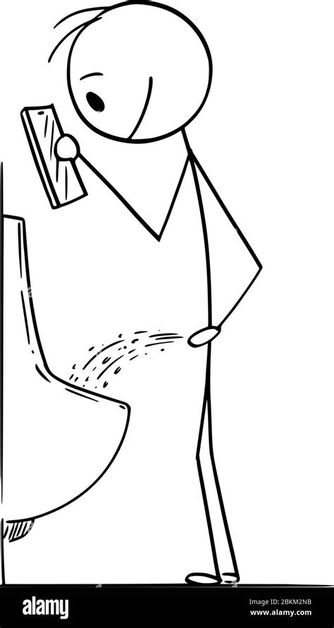 Vector Cartoon Stick Figure Drawing Conceptual Illustration Of Addicted
