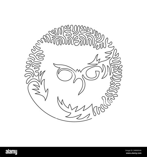 Continuous One Line Drawing Of Beautiful Owl Abstract Art In A Circle Single Line Editable