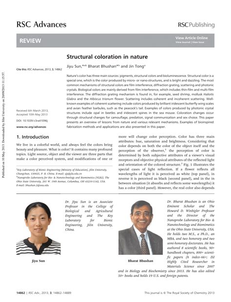 Pdf Structural Coloration In Nature