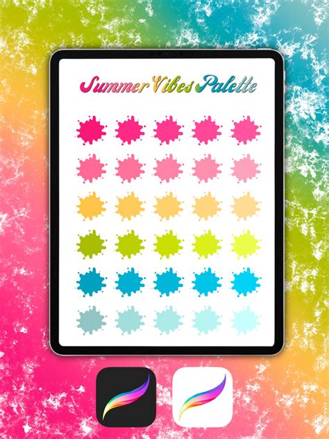 Summer Vibes PROCREATE COLOR PALETTE Color Swatches Ipad Etsy UK