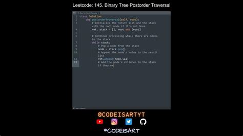 Leetcode 145 Binary Tree Postorder Traversal In Python Python